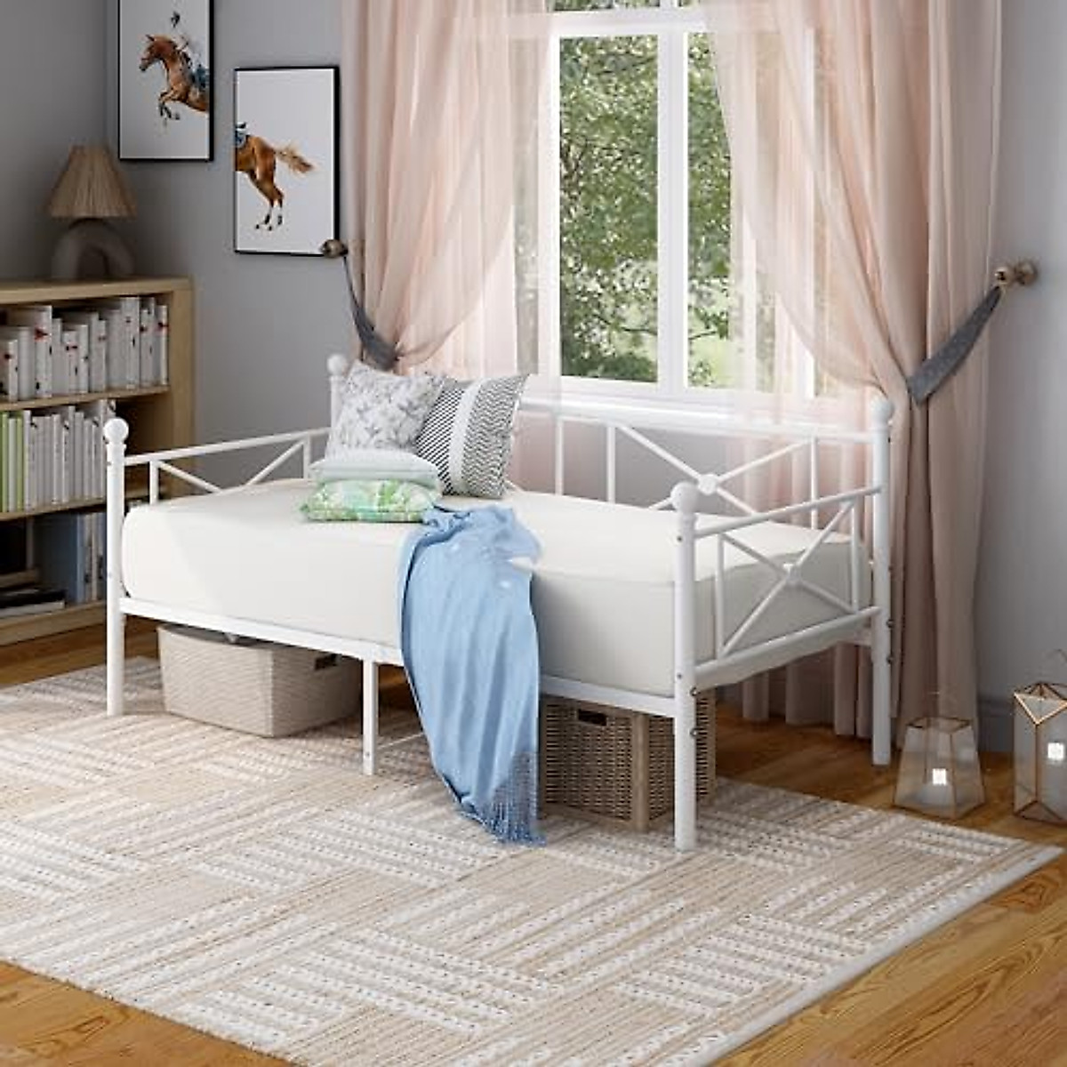 ARFARLY Sofa Bed Daybed Frame Multifunctional Mattress Foundation Premium Steel Slat Support Sofa Bed Frame with Headboard,Twin,Twin XL