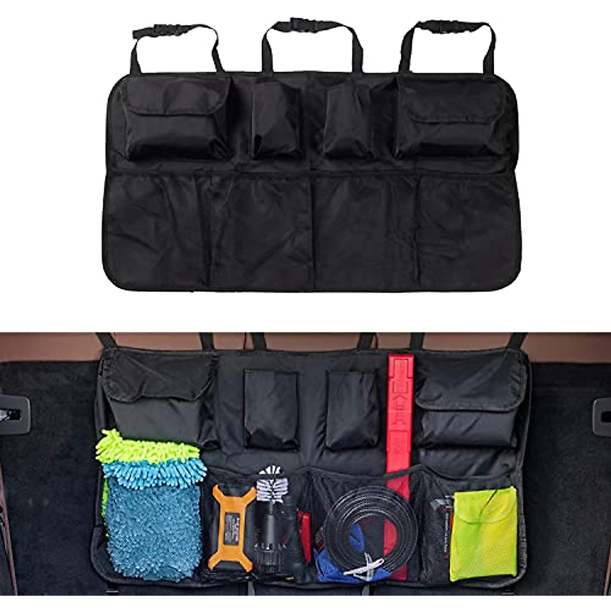 JUSTTOP Car Organizer Backseat Car Storage for SUV Trunk, Car Trunk Tidy Storage Bag with Lids