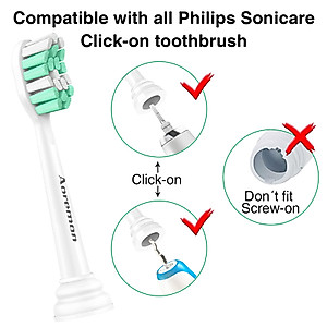 Aoremon Toothbrush Replacement Heads for Philips Sonicare - Compatible with Sonicare ProtectiveClean C2 & Phillips 4100 5100 Click- on Electric Toothbrush