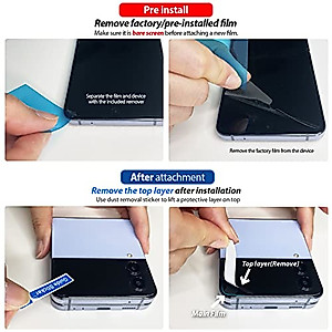 Whitestone GEN Film Screen Protector [Premium folding Film] Hinge Cover film Included, Hard Coated Film Screen Protector Anti-Bubble HD Clear PET Film Screen Guard for Samsung Galaxy Z Flip 4 (2022)