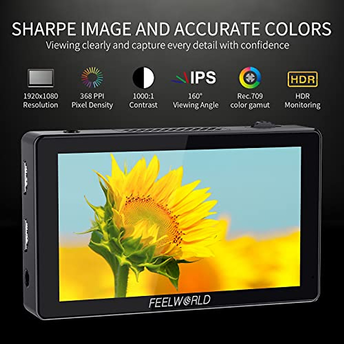 FEELWORLD LUT5 5.5 Inch 3000nits Ultra Bright DSLR Camera Field Monitor Auto Dimming Touchscreen HDR 3D LUT with Waveform F970 External Power and Install Kit 4K HDMI Input Output 1920X1080 IPS Panel