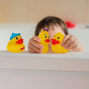 Cllayees Set of 15 Duck Bath Toy Rubber Duckies, 2 Inches Bathtub Duck Set Squeak Rubber Floating Duck Baby Shower Bath Tub Pool Toys