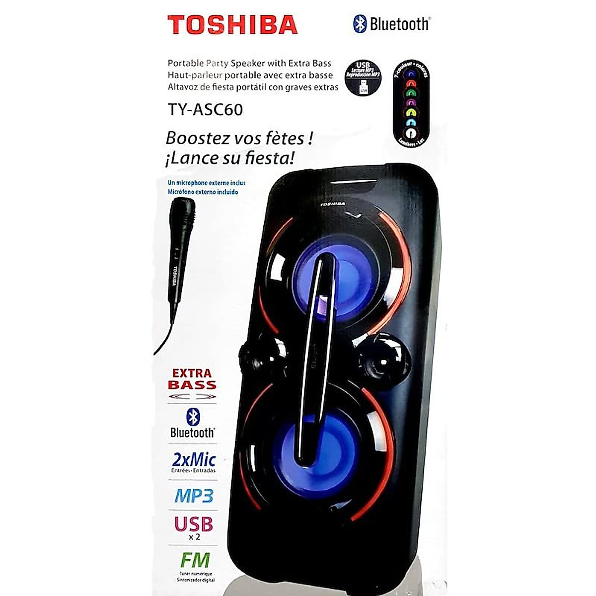 Toshiba TY-ASC60 Rechargeable Wireless Bluetooth Audio Streaming Party Speaker System