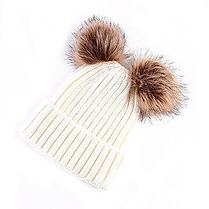 Baby Winter Warm Hat, Baby Newborn Knit Hat Infant Toddler Kid Crochet Hat Beanie Cap Beige