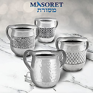 UNBREAKABLE WASHING CUP: 6.5-Inch Tall Elegantly Brushed 2-Handle Wide-Mouth Ritual Cleaning Water Vessel