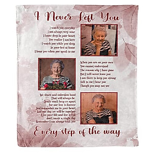 Custom Memorial Blanket, Gift for Loss of Loved Ones, Family, Friend, I Never Left You, Condolence Bereavement Gift Fleece Blanket with Personalized Pictures for Couch Bed Sofa Printed in USA