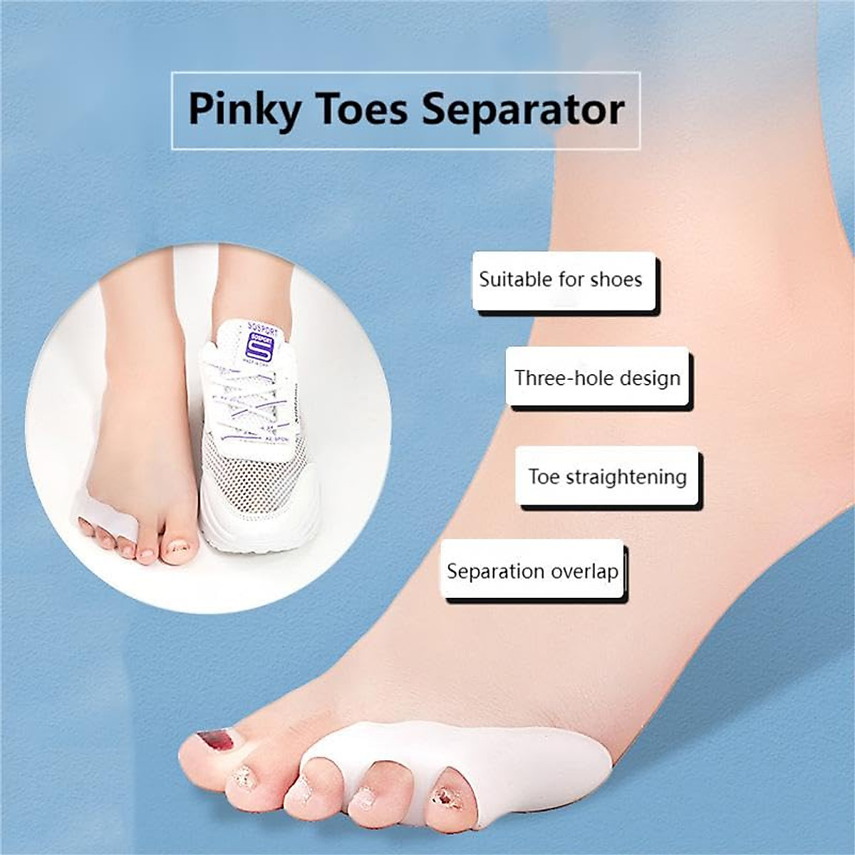 Carolhome Pinky Toe Separator 10 Pack Bunion Pads Gel Little Pinky Toe Protectors Sleeve Bunion Corrector for Pain Relief Tailor's Bunions, Curled Pinky Toes, Overlapping Toe (White)