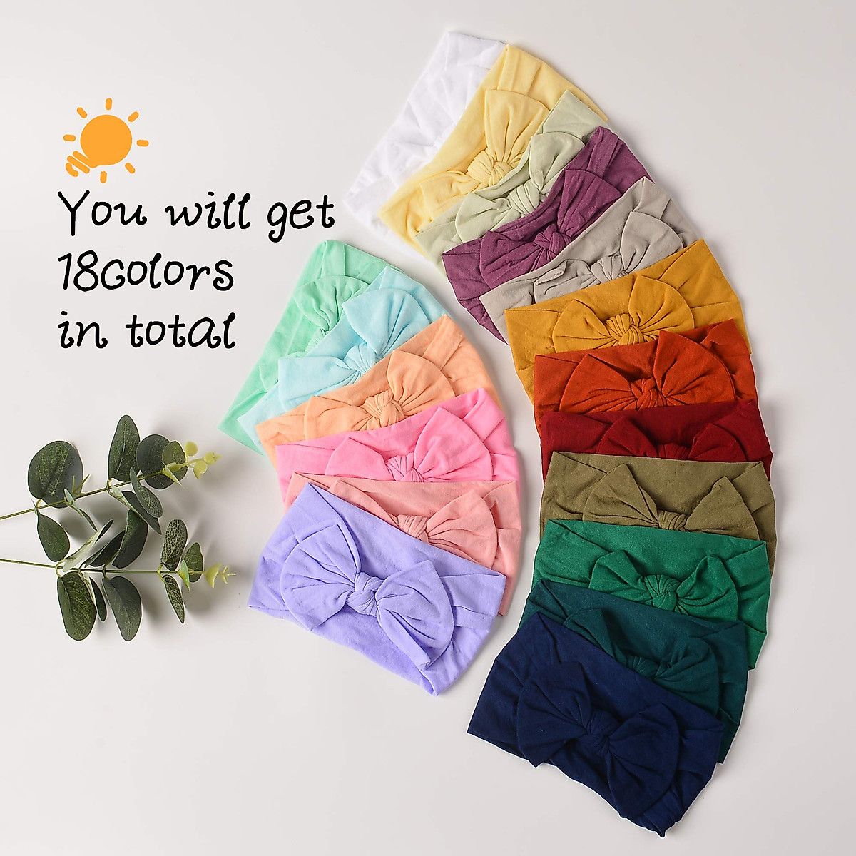 Prohouse 18PCS Baby Nylon Headbands Hairbands Hair Bow Elastics for Baby Girls Newborn Infant Toddlers Kids