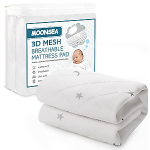 Waterproof Pack N Play Mattress Pad, Mini Crib Mattress Cover Protector 38'' X 26'' Fit Graco Pack n Play, Suitable for Baby Portable Mini Cribs and Foldable Mattresses, Breathable and Washable