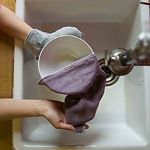 IPPINKA Nawrap Binchotan Dishcloths, Set of 2, Purple x Charcoal