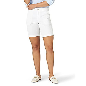 Lee Women's Flex-to-Go Mid-Rise Cargo Bermuda Short, White, 14 Petite