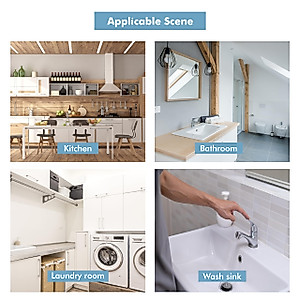 SINK EVOLUTION Kitchen Sink Splash Guard behind Faucet with Buckle Adjustment - 24 inch Faucet Mat, Self Draining with Slope and 2 long-spout drains, Sink Accessories for Kitchen Counter and Bathroom