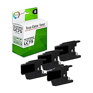 TCT Compatible Ink Cartridge Replacement for Brother LC75 LC75BK Black Works with Brother MFC-J430W J825DW J435W J425W J280W J625DW Printers (600 Pages) - 4 Pack