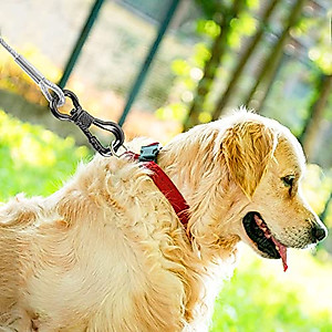 Tresbro 15FT Reflective Dog Tie Out Cable for Dogs Up to 250 Pounds, Steel Wire Dog Leash Cable with Stainless Rotatable Buckle, Lightweight and Durable, Dog Chains Outside for Outdoor,Yard,Camping