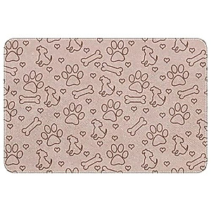 Brown Dog Paw Prints, Indoor Door Mat Durable Front Door Mats Entryway Rug Non-Slip Absorbent Area Rugs Resist Dirt Rugs for Room Decor, 24"x16"