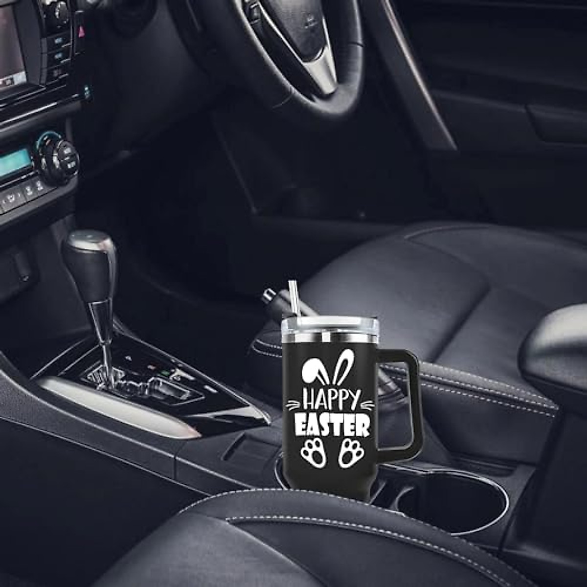 40 oz Tumbler with Handle Happy Easter Tumbler Personalized Tumblers with Lid and Straw Insulated Tumbler Stainless Steel Tumblers