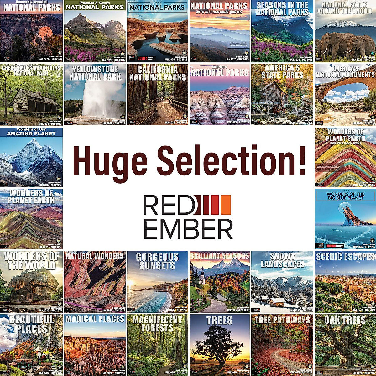 RED EMBER Untamed & Beautiful National Parks 2023 Hangable Monthly Wall Calendar | 12" x 24" Open | Thick & Sturdy Paper | Giftable | Wander Through Nature's Beauty