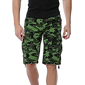 HODZAIW Mens Camo Cargo Shorts Cotton Loose Fit Outdoor Cargo Shorts Lightweight