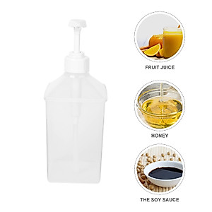 Cabilock 3PCS Plastic Squeeze Condiment Bottles Mason Jar Syrup Honey Dispenser Pump Bottle for Juice Ketchup Cookie Sauces 1100ML (White)