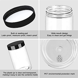 Hajoyful Plastic Jars with Lids 6OZ 42PCS,Small Cosmetic Slime Containers Clear Travel Round Jars Empty Refillable Sample Containers Leak Proof Pot with Black Lids for Lotion, Cream, Body Scrub