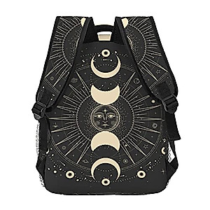 DADABULIU School Backpack Moon Mystic Sun Astrology Tarot Goth for Women Girl Student Bookbag Durable Casual Daypack Teens College Lightweight Hiking Travel Bag Over 3 Years Old