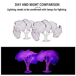WishLotus Aquarium Coral Decoration, 2 Pack Soft Silicone Fish Tank Glow Decor with Suction Cups Simulated Plant Decoration Fluorescent Effect for Aquarium/Fish Tank Landscape Ornament (Purple)