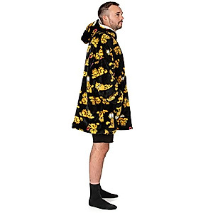 Garfield Oversized Blanket Hoodie Adults Mens Womens Wearable Fleece One Size Black
