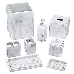 Avanti Linens - Wastebasket, Decorative Trash Can, Marble Inspired Bathroom Decor (Catania Collection)