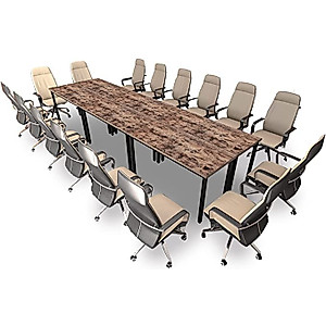 Bonzy Home Conference Tables 14ft Office Computer Desk for Meeting Room Study Writing Printer Table for 16 People Save Space Design Rustic Vintage Brown 6PCS (165.3"x47.2"x29.5")