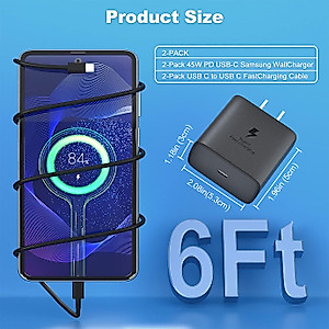 Foyomo 45W Samsung Charger Type C Super Fast Charging 2Pack USB C Android Charger for Samsung Galaxy S23 Ultra/S23/S23+/S22/S22 Ultra/+/S20/S21, i Phone 15 Charger, Galaxy Tab S7/S8,PD3.0,PPS,QC 4.0