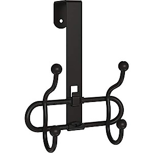Franklin Brass OTD002F-FB-C 2-Hook Over The Door Storage Rack, Matte Black