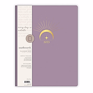 Southworth Planner (January 2023-December 2023), 8.5" x 11", Celestial Bohemian Dusty Purple, Premium 28#/105 gsm Paper, Large Flex (91094)