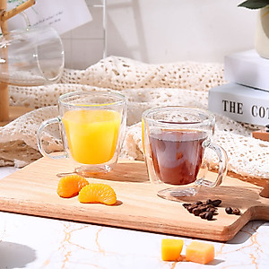 Eccliy 12 Pcs Espresso Cups, 5 oz 160ml Double Wall Insulated Glasses Cappuccino Glass Mugs Clear Coffee Mug Demitasse Cups for Espresso Shot Tea Juice Cappuccino Latte Borosilicate Glassware