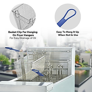 WeChef 2Pcs Deep Fryer Baskets with Non-slip Handle 13" x 6 5/16" x 5 7/8" Nickel Plating Heavy Duty Construction Deep Fryer Basket for Commercial Restaurant Kitchen Blue