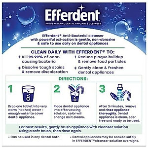Efferdent Cleaning Tablets for Dentures, Partials, Retainers, Aligners, and Other Denture Applianes, Minty Fresh & Clean, 44 Count in Each (Pack of 12)