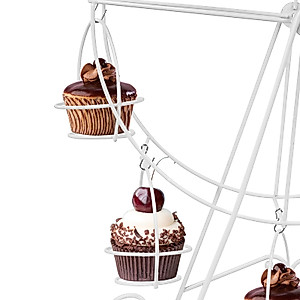 Ferris Wheel Cupcake Stand Dessert Serving Tray, Ferris Wheel Cupcake Stand for Carnival and Circus Theme Party Wedding Party Furnishing Accessories (White)