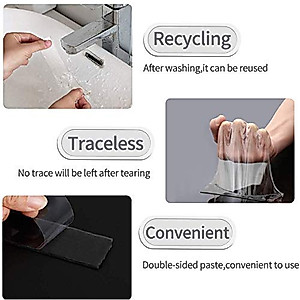 Double Sided Adhesive Nano Tape,Transparent Strong Washable Adhesive Traceless Gel Tape,Removable and Reusable Sticky Anti Slip Tape for Home,Wall,Room,Office Decor (9.84 FT)