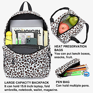 Teen Girls Backpack School Book Bag Set with Lunch Box and Pencil Case for ladies and women… Brown