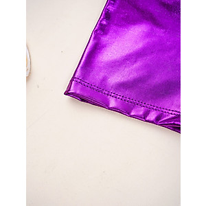 winying Kids Girls Long Sleeve Unitard Bodysuit with Shorts Fitness Gymnastic Leotard Dancewear Purple 6 Years