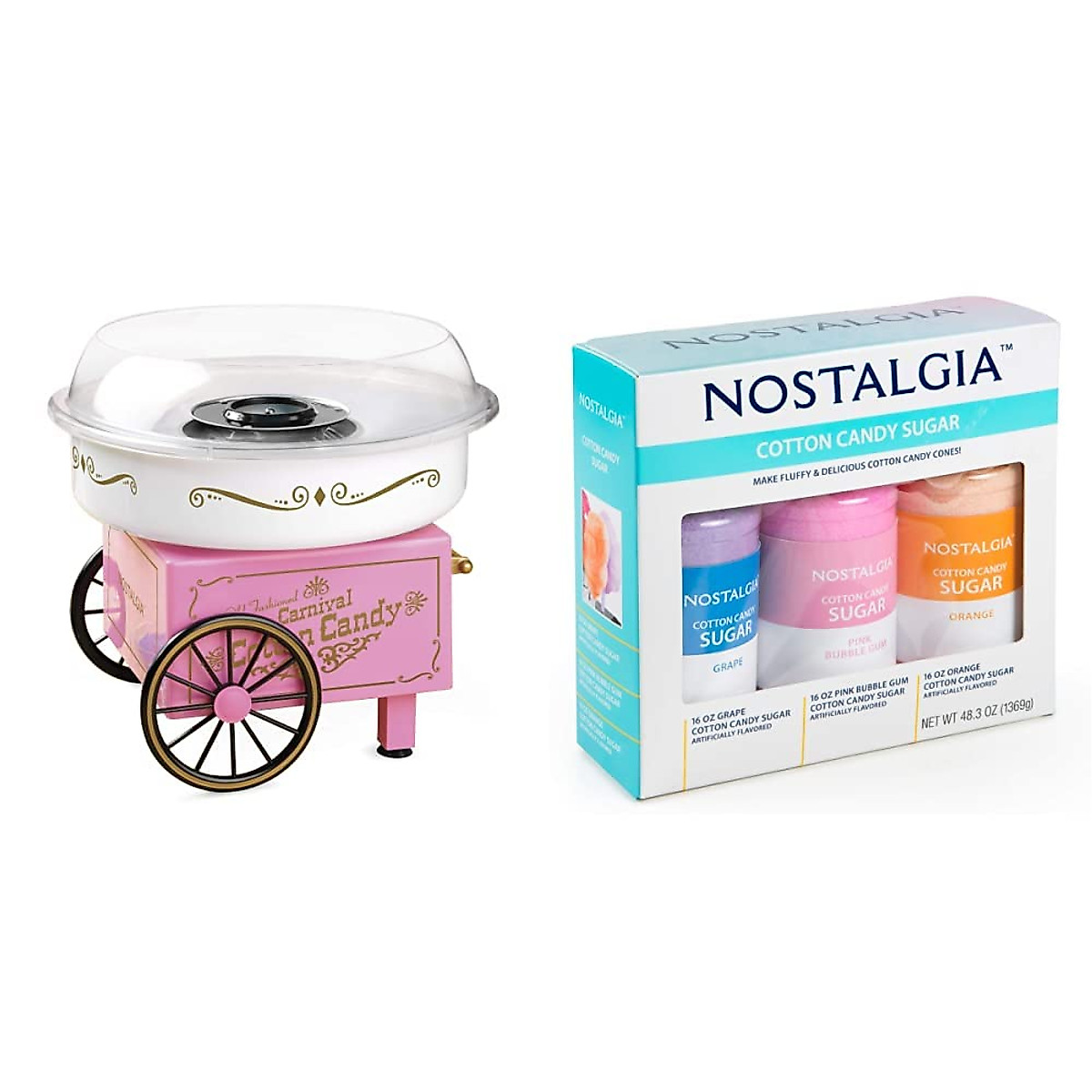 Nostalgia Vintage Cotton Candy Maker with Flossing Sugar