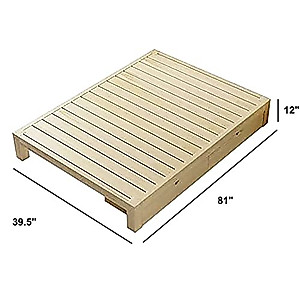QQXX Scandinavian Bed Frame,Natural Solid Wood Bed Frame,Japanese Platform Bed Frame with Storage Drawers,12" Tall Wooden Floor Bed Frame for Bedroom,Twin XL,39.5" W x 81" L x 12" H