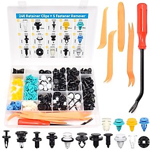 Niteguy 245Pcs Tesla Bumper Fender Liner Push Retainer Fastener Rivet Clips,15 Sizes Auto Plastic Push Rivets Set with Fastener Remover for Tesla Body Interior and Exterior Retainer Fastener Clip