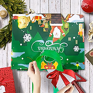 Large Christmas Gift Bags with Handles, Reusable Christmas Grocery Tote Bags for Christmas Holiday Gift Groceries Shopping Xmas Party Supplies, 8 Pack