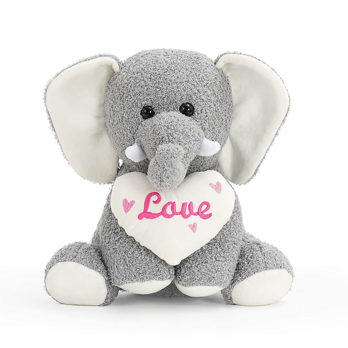 MODIFYI Plush Toys, Gift Toy, Huggable Elephant Stuffed Animal Toy, Hugging A Heart-Shaped Toy, Soft and Lovely Plush Puppy, Washable, Suitable for Newborns, Toddlers, Kids, Multi, Grey, 9"