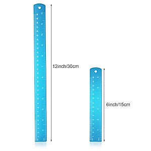Stainless Steel Ruler and Metal Rule Kit with Conversion Table (Blue, 12 Inch, 6 Inch)