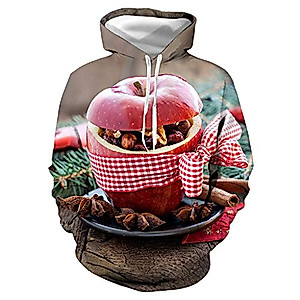 Women's Hoodies Sweatshirt Thenlian Men's Autumn Winter Christmas Casual 3D Printing Long Sleeve Sweatershirt Tops(XL, Khaki)