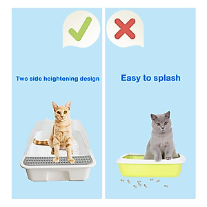 MUYG Open Cat Litter Box with High Side,Heightening Anti-Splashing Cats Litter Pan,Kitten Toilet with Litter Sifting Scoop,Semi-Enclosed Removable Kittens Litter for Boxes Easy to Clean No Odor