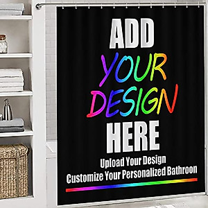 JCETUNO Personalized Custom Four Piece Bathroom Sets with Shower Curtain and Rugs and Accessories, Upload Images Text Design, DIY Customize Your Personalized Bathroom