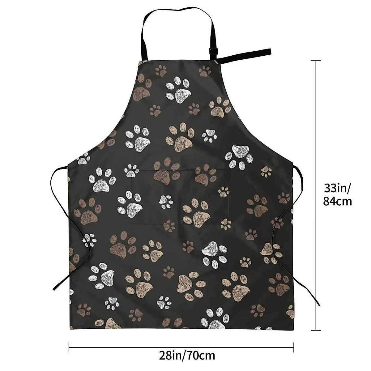 Cute Dog Grooming Apron Waterproof Animals Colorful Dog Paws Apron With 2 Pockets & Adjustable Neck Chef Aprons Bibs For Grooming Kitchen Cooking Baking Painting Gardening