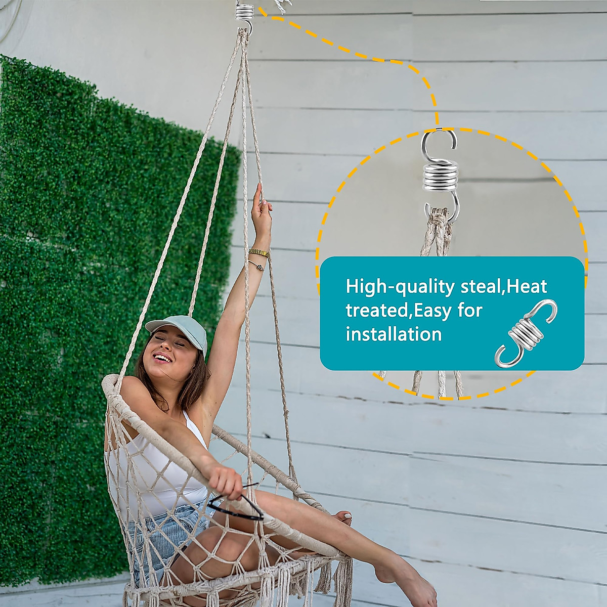 8 Pcs Swing Spring Heavy Duty Hanging Springs Porch Swing 2640lbs Hammock Hanger Springs for Swings Hammock-Chair Ceiling Mount Replace, (660lbs x 4)